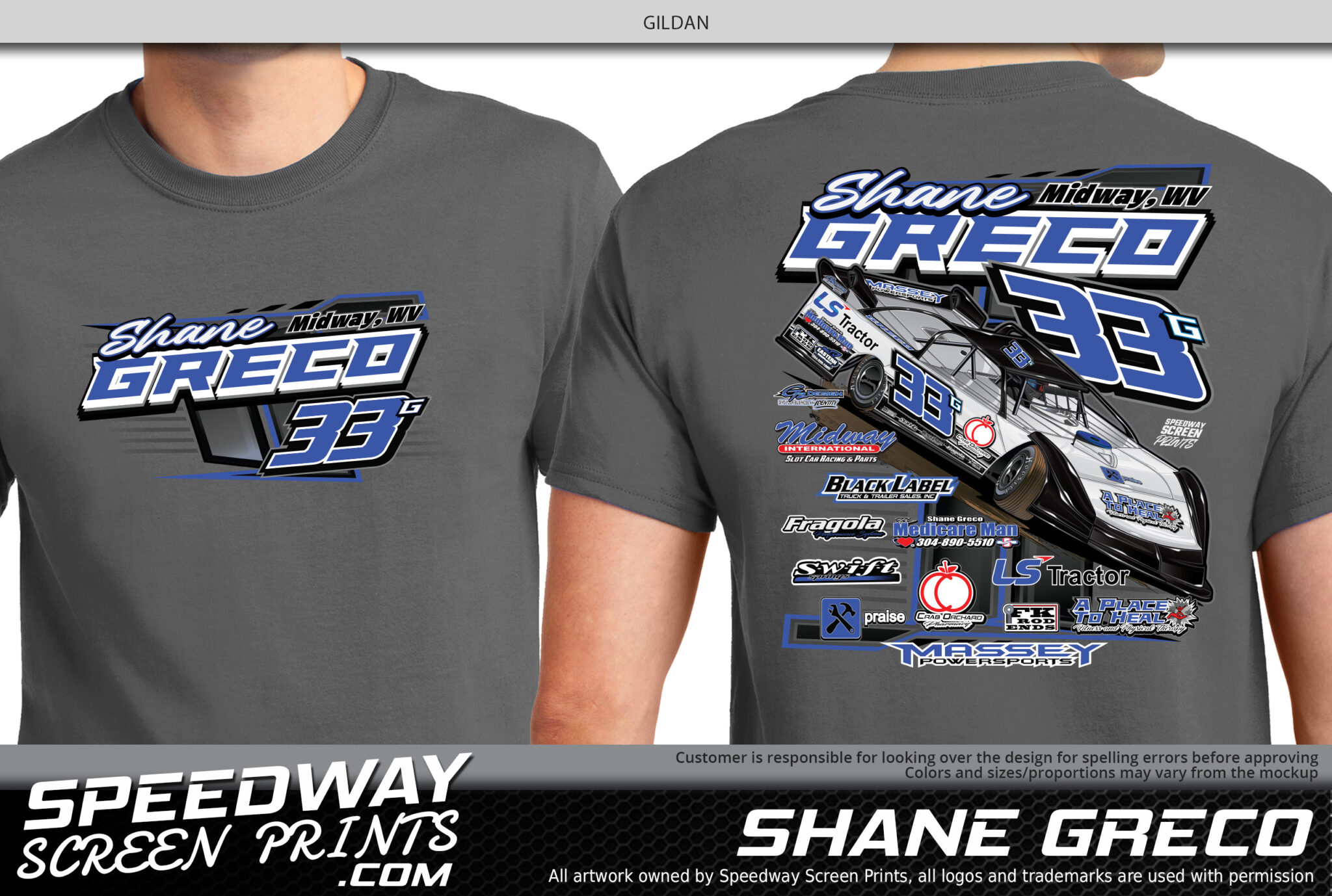 Shane Greco Late Model 2023 Shirt Design - Speedway Screen Prints
